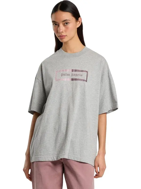 Palm Angels Stud Box Logo Loose Tee - Grey