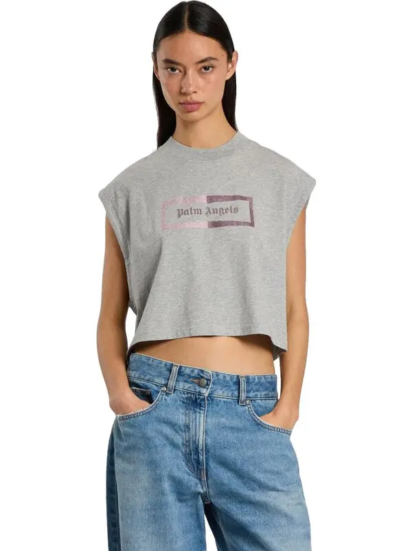 Palm Angels Stud Box Logo Tank Top - Grey