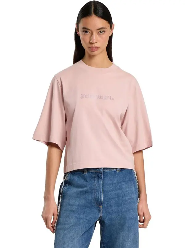 Palm Angels Rhinestone Boxy Tee - Pink