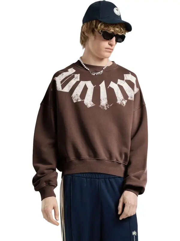 Palm Angels Big Neck Logo Loose Sweatshirt - Brown