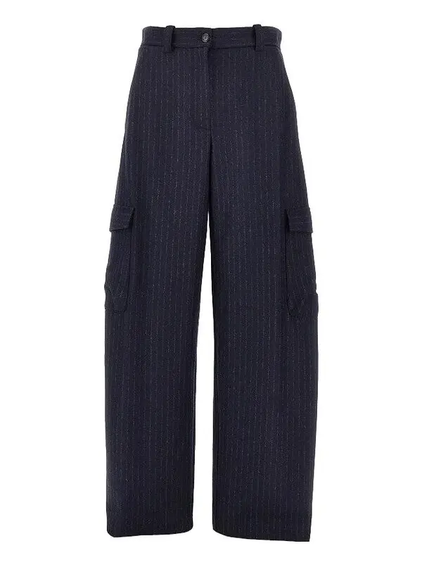 Pinko Pinstriped Flannel Cargo Pants - Blue