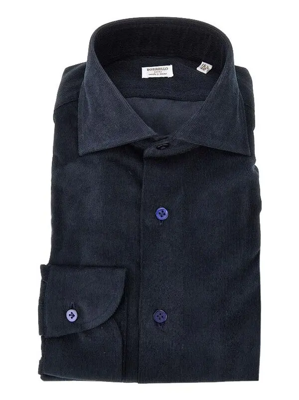BORRIELLO NAPOLI Needlecord Shirt - Blue