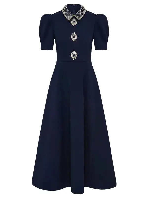 Rebecca Vallance Crown Jewel Short-sleeve Midi Dress - Blue
