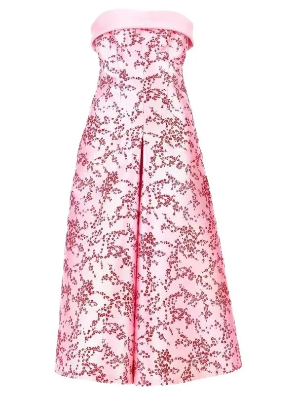 Alberta Ferretti Floral-print Strapless Midi Dress - Pink