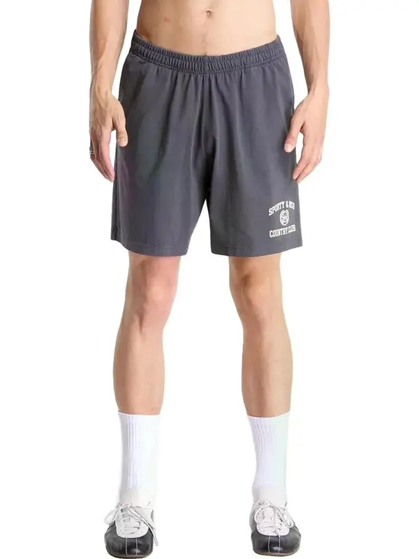 Sporty & Rich Varsity Crest Gym Shorts - Grey