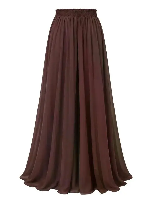 KAOS Elasticated-waistband Pleated Maxi Skirt - Brown
