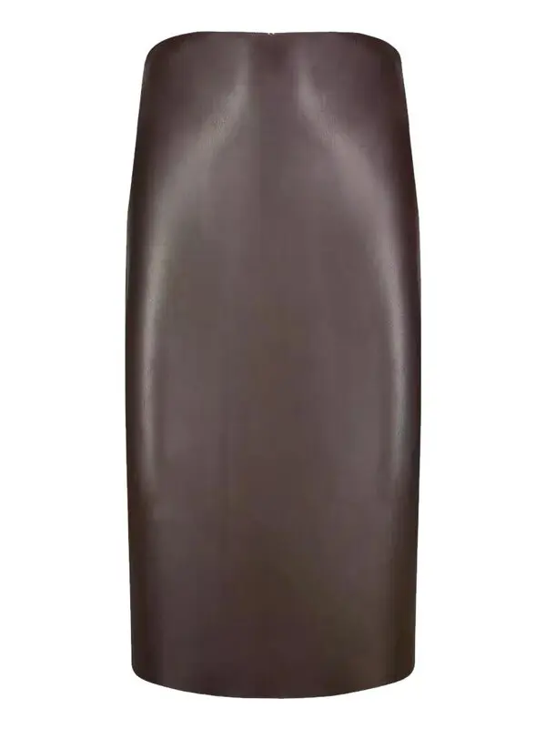 BLANCA VITA High-waisted Rear-slit Midi Skirt - Brown