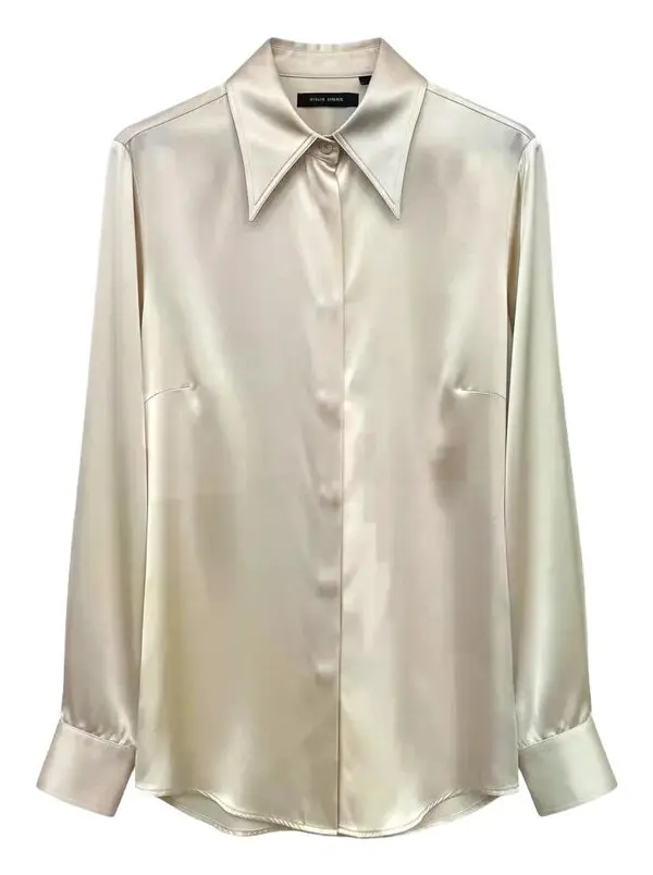 Black Label Satin-finish Long-sleeve Shirt - Neutrals