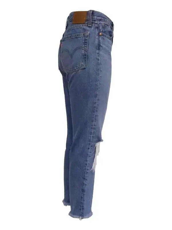 LEVI'S Wedgie Fit Distressed Jeans - Blue