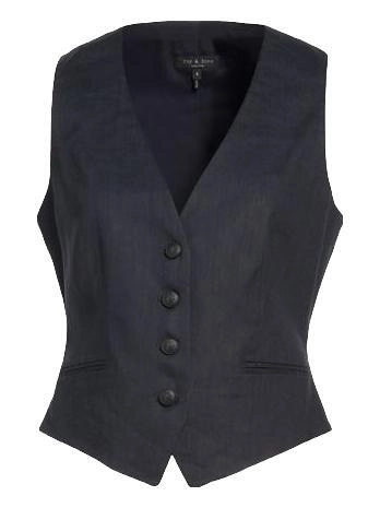 Rag & Bone Tailored Vest Midnight Size Linen, Viscose, Elastane - Blue