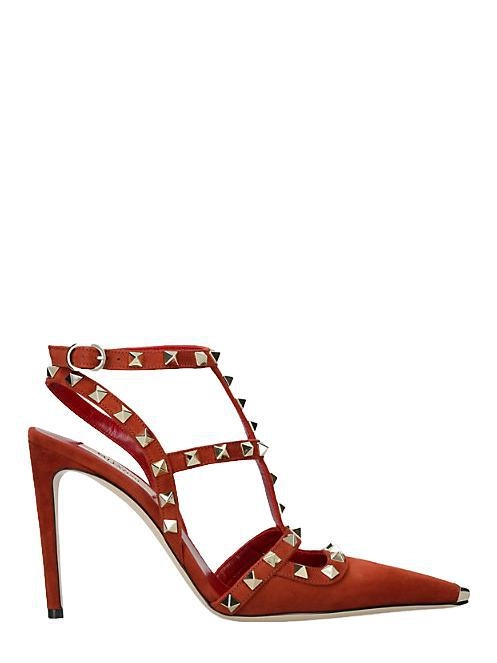 Valentino Garavani Rockstud 100 Suede Pumps - Rust