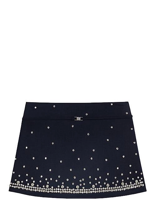Maje Layered Short-sleeve Stretch Wool-blend Mini Skort - Navy
