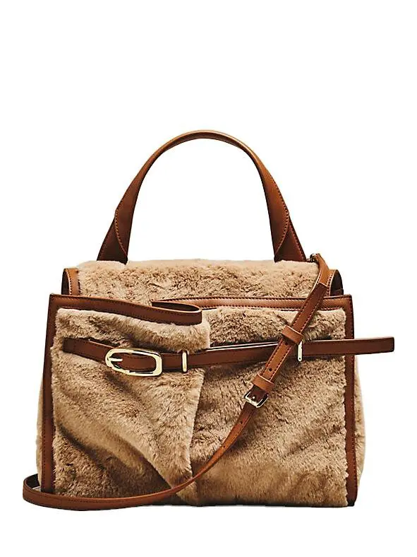 Dolce Vita Faux Fur Borgo Tote Bag - Brown