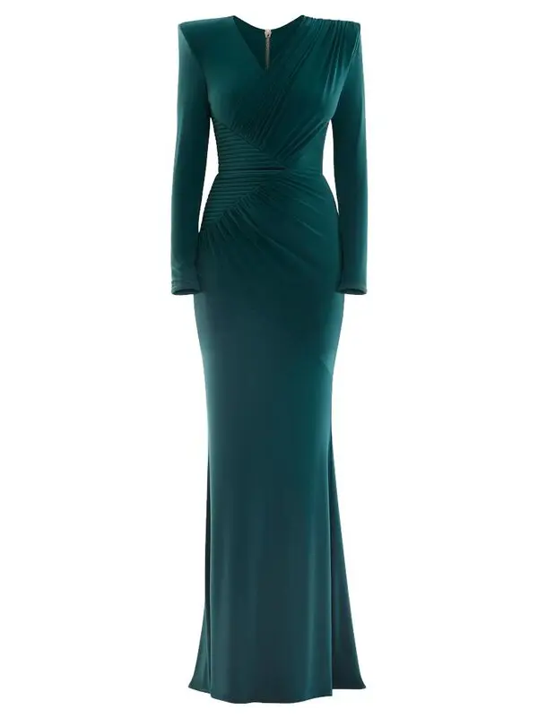 ZHIVAGO Desires Are Memories Pleated Gown - Emerald