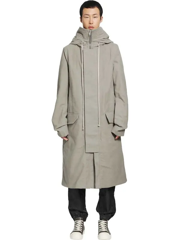 Rick Owens Tower Megaparka In Brushed Twill - Grey