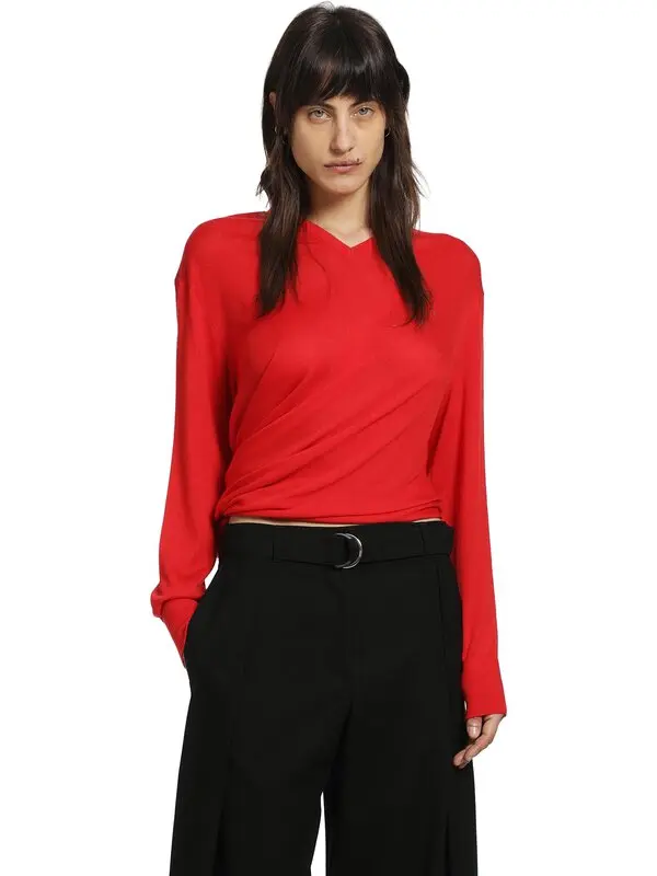Loewe Draped Wool Sweater - Red