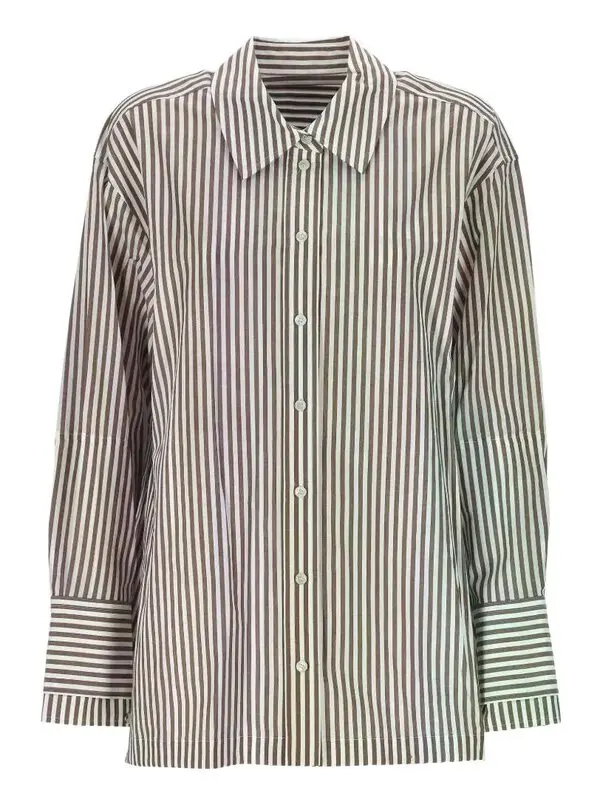 JOSEPH Theia Vertical-stripe Cotton Shirt - Brown