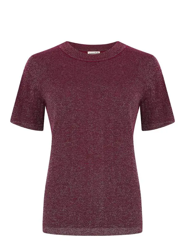 SUGARHILL BRIGHTON Ada Sparkly Knitted Top Wine - Red