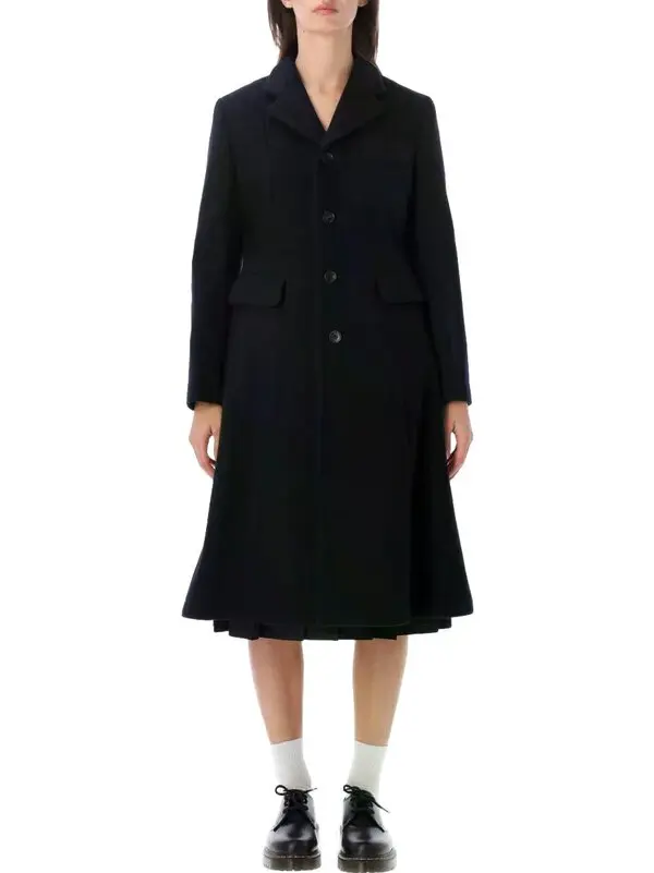 Comme Des Garçons Single-breasted A-line Coat - Blue