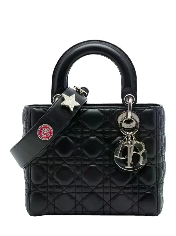 Dior 2016 Small Lambskin Cannage Myabcdior Lady Satchel - Black