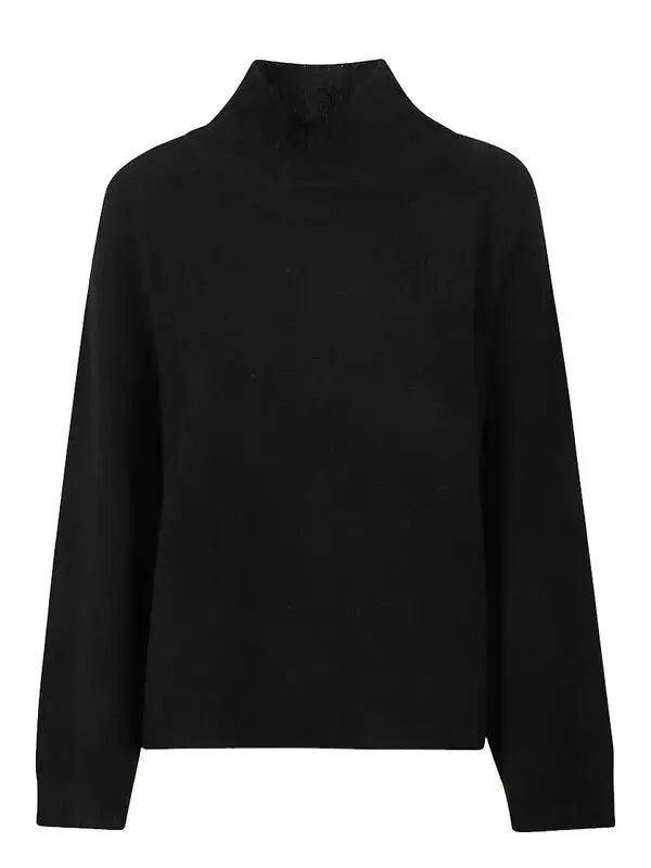 BEYOU Ribbed High-neck Sweater - Black