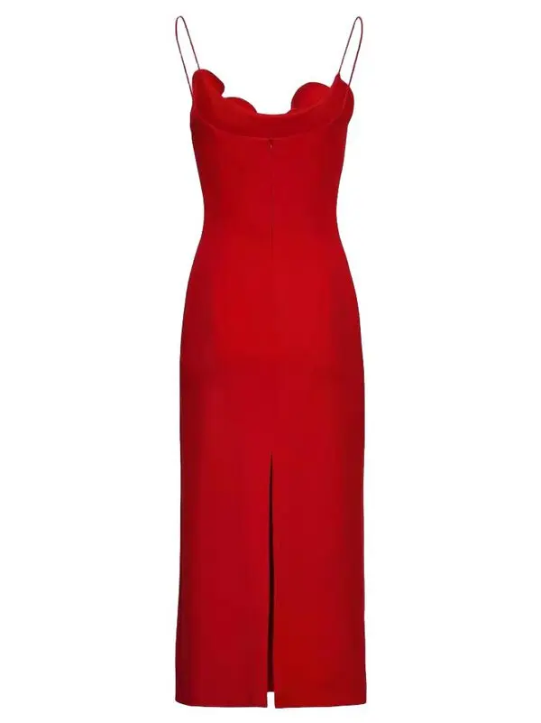 Magda Butrym Floral-appliqué Spaghetti-strap Midi Dress - Red