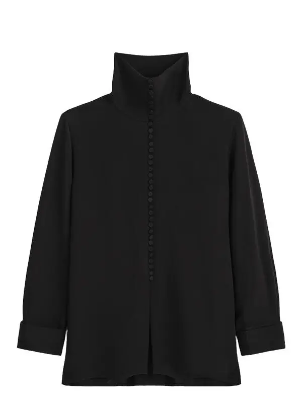 Cos Button-detail Silk-crepe Shirt - Black