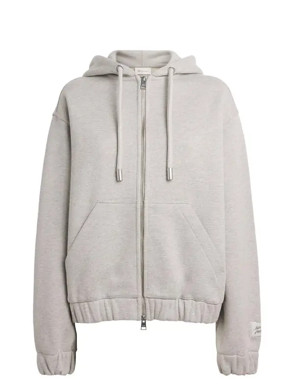 AMI Paris Cotton Zip-up Hoodie - Grey