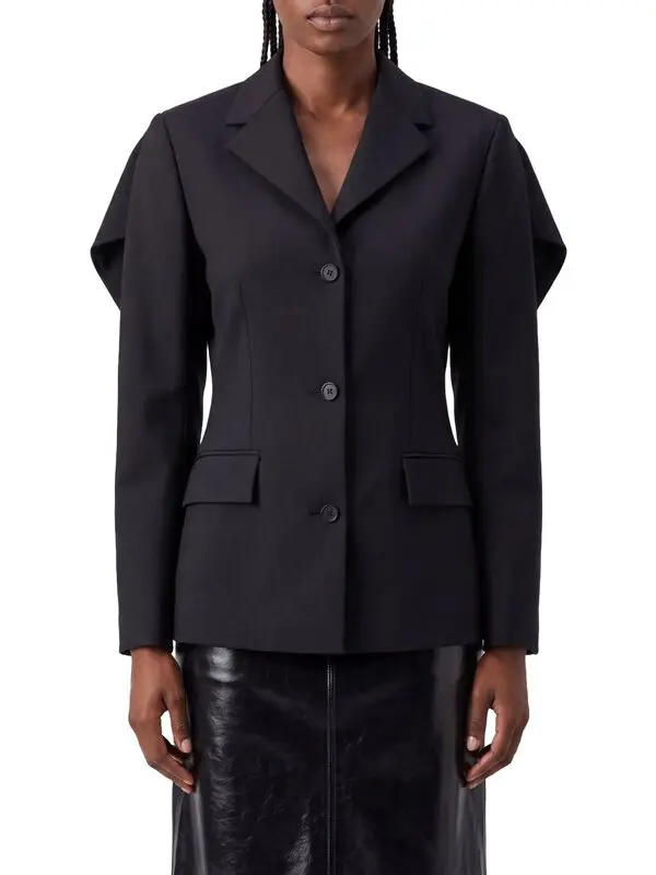 Loewe Single-breasted Slim Fit Wool Blazer With Lapels - Black