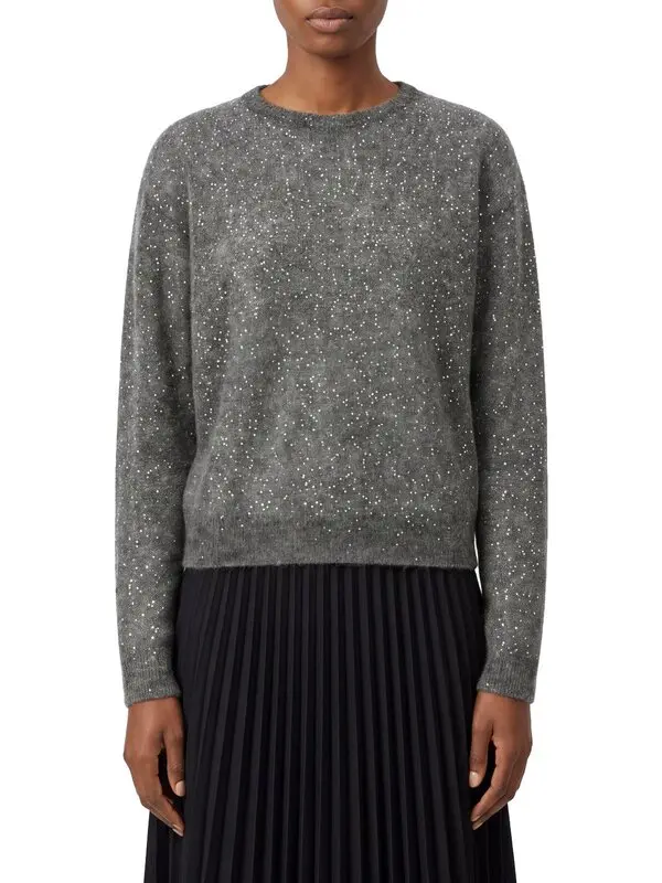 NUDE Crystal-embroidered Mohair-blend Crewneck Jumper - Grey