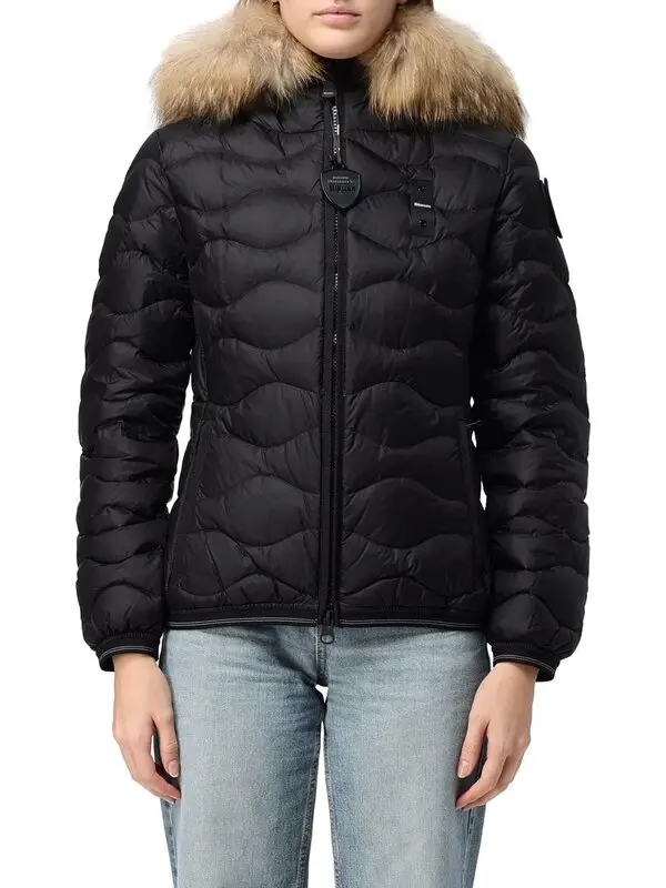 BLAUER. Camelia Slim Fit Short Down Jacket With Shearling Hood - Black