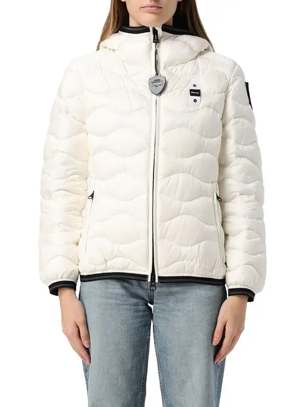 BLAUER. Camelia Slim Fit Short Down Jacket With Shearling Hood - White