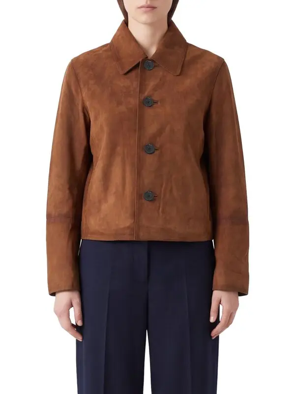Zadig&Voltaire Lessa Suede Leather Shirt Jacket With Classic Collar - Brown