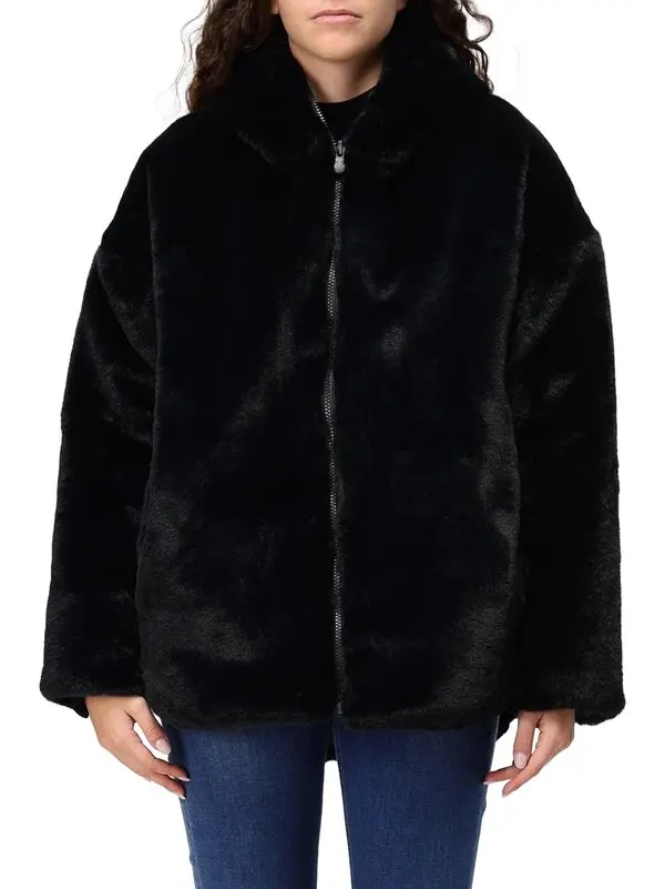 SAVE THE DUCK Davina Reversible Short Faux-fur Jacket With Hood - Black