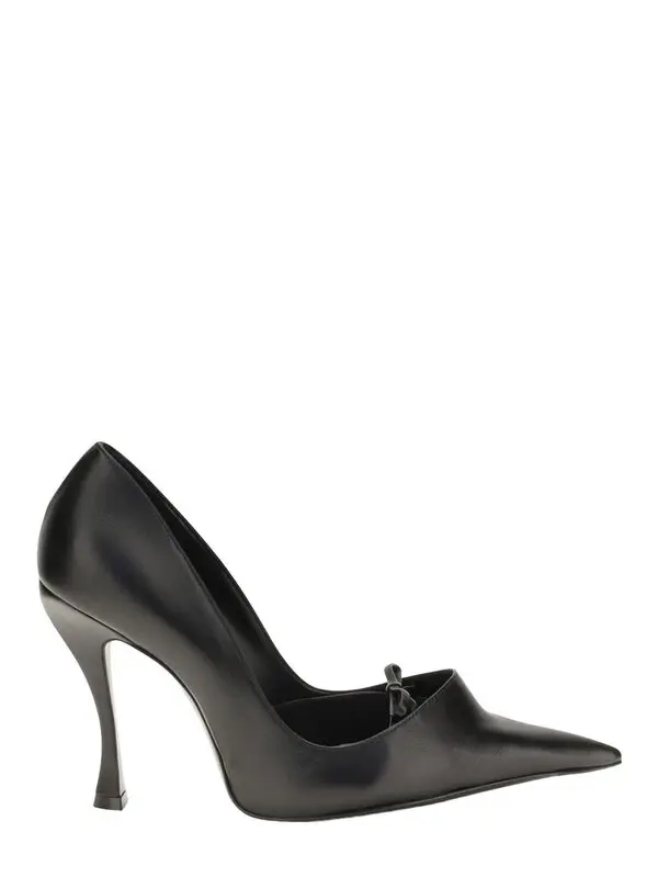 Balenciaga Bloom High-heeled Lambskin Pumps With Decorative Bow - Black