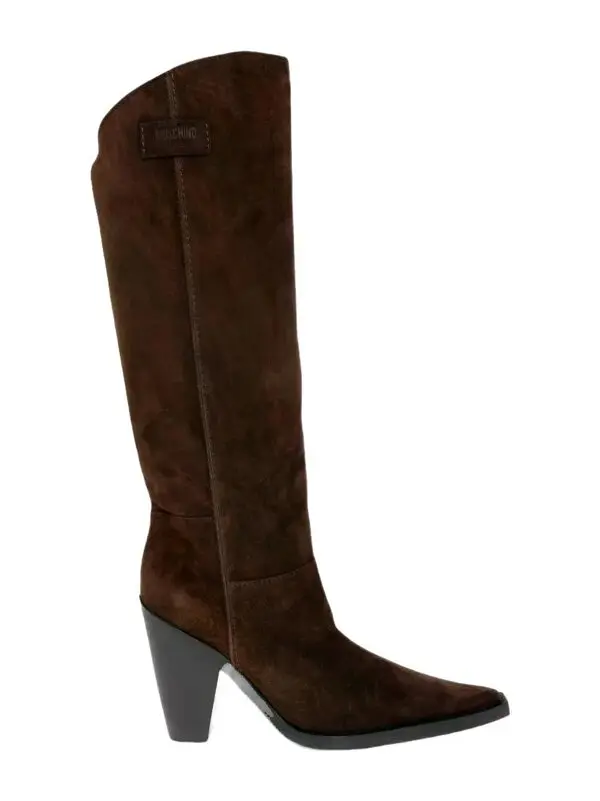 Moschino Suede Heeled Knee-high Boots - Brown