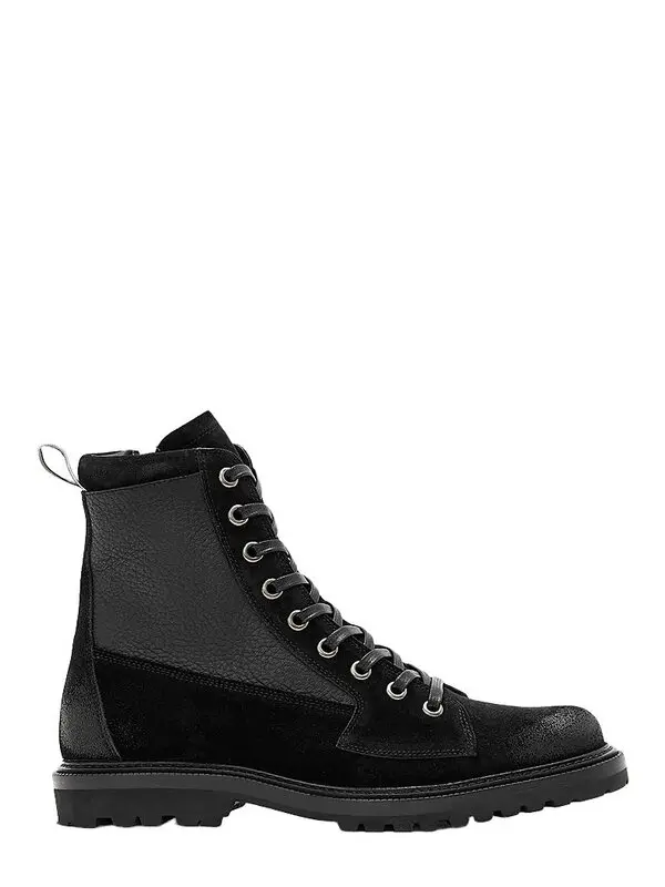 John Varvatos Lex Trooper Leather Combat Boots - Black