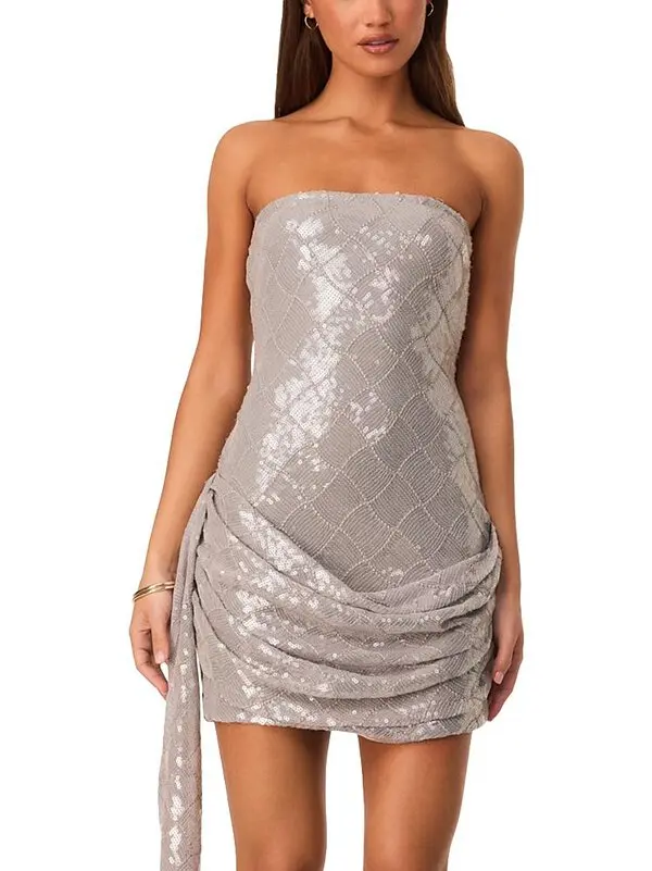 SNDYS. Zephyra Strapless Sequin Mini Dress - Silver