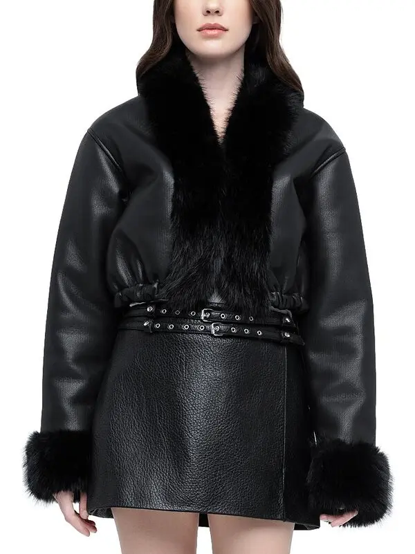 Blanknyc Faux Fur & Faux Leather Cropped Jacket - Smooth Talker