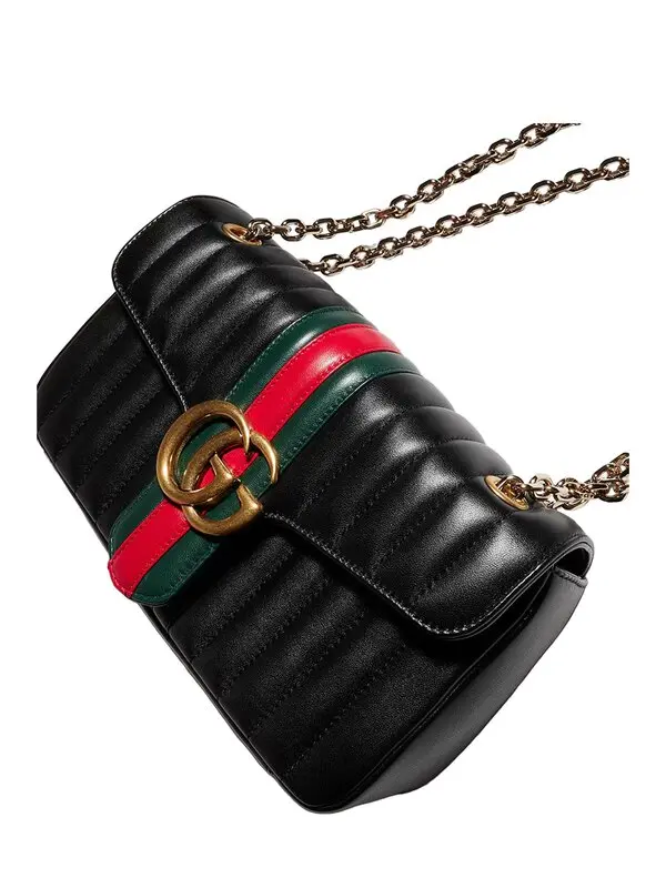 Gucci Double G Mini Matelassé Nappa Leather Crossbody & Top-handle Bag With Sliding Chain Strap - Nero