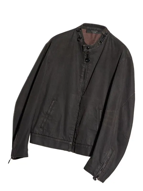 Gucci Horsebit Detail Oversized Unlined Stand-collar Jacket - Brown