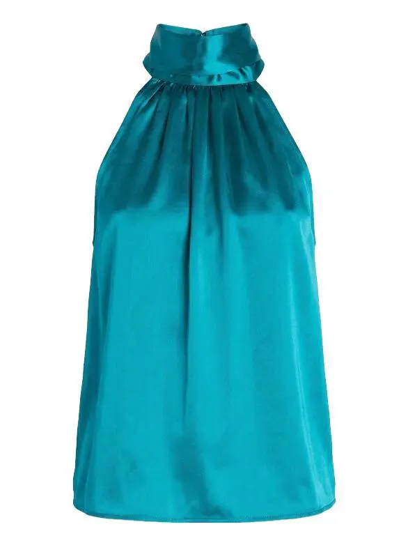 Retrofete Martina Satin Halter Top - Sarcelle