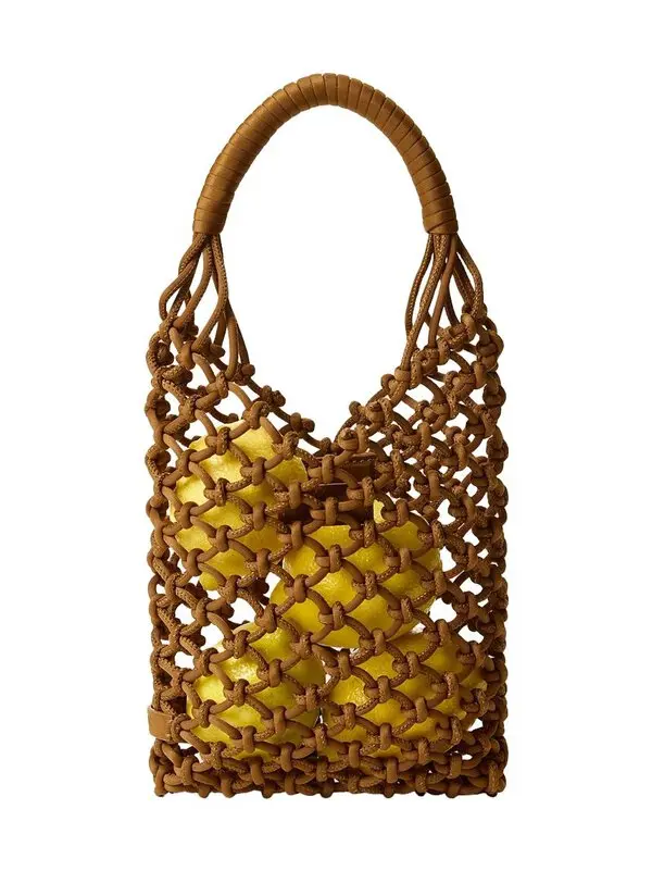 NAGHEDI Isola Small Net Top Handle Bag - Teak