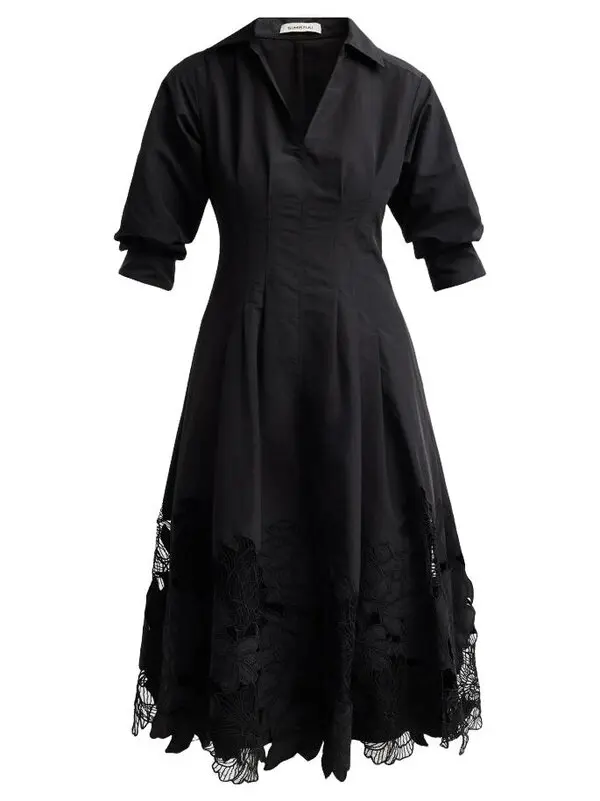 Simkhai Sami Embroidered Cotton-blend Midi Shirtdress - Black