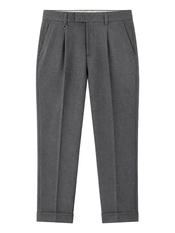 PAOLO PECORA Pleated Turn-up Trousers - Grey