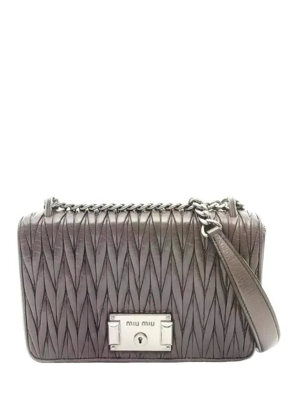 Miu Miu 2000s Madras Leather Crossbody Bag - Grey