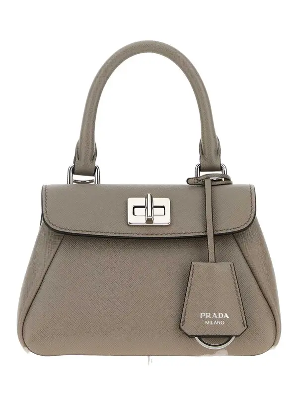 Prada Grey Leather Mini Avoir Handbag - Gray