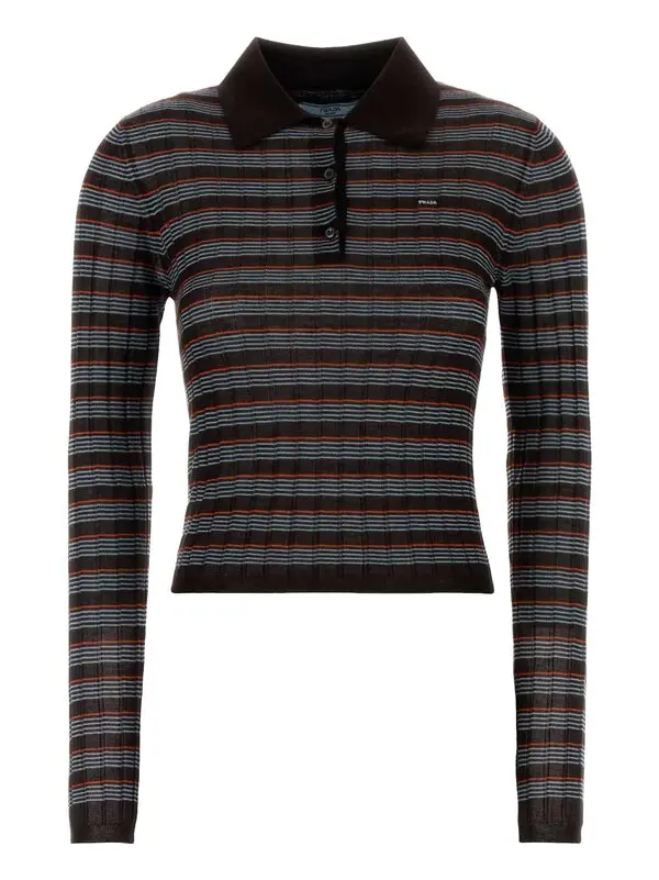 Prada Embroidered Knit Polo Shirt - Multicolor
