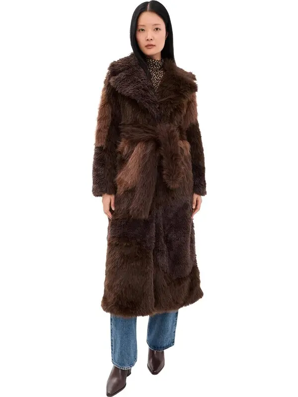 HOUSE OF SUNNY Hustle Faux Fur Coat - Dark