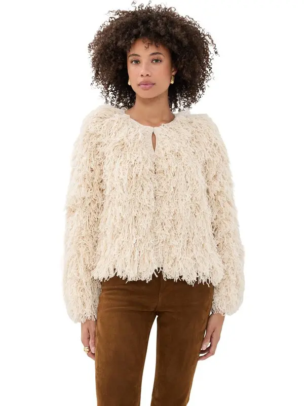 FRAME The Fringe Sweater Jacket - Ecru